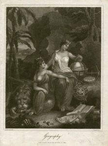 Globes in Art, Allegory of Geography, Richard Corbould, Antique Print ...