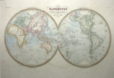 Map, World, Double Hemisphere, Mappemonde en Deux Hemispheres, Antique ...