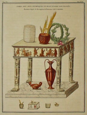 Antiquity Print, Table of Olympic Games in Gold and Ivory by Colotes ...