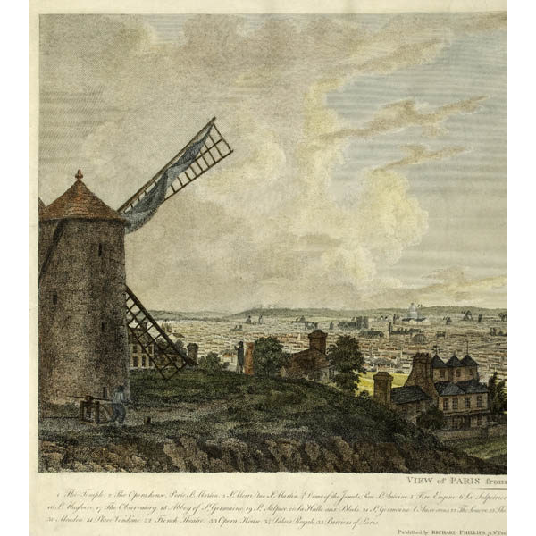 View, France, Paris, From Montmartre, Antique Print, London, 1803 ...