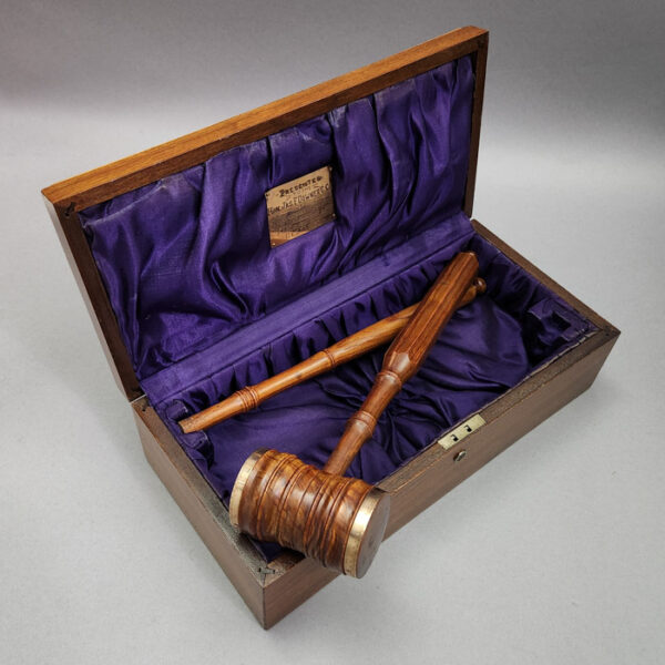 Gavel, Presentation, Double Handle, Marquetry Box, Antique, 1901 (Sold ...