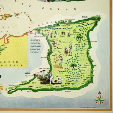 Map, Caribbean, Pictorial, Trinidad, Edward Everett Henry, Vintage ...