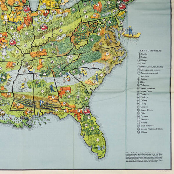Map, United States, Pictorial, Agriculture and Meatpacking, Armour ...