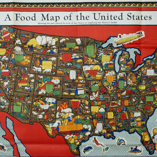 Map, United States, Pictorial, Food, Louis Fancher, Vintage Print, 1932 ...