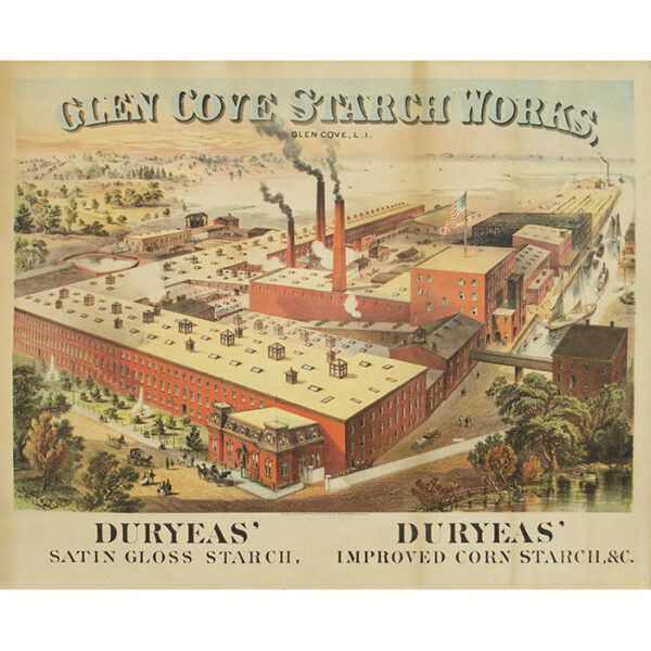 View, Long Island, Glen Cove Starch Works, Chromolithograph, New York ...