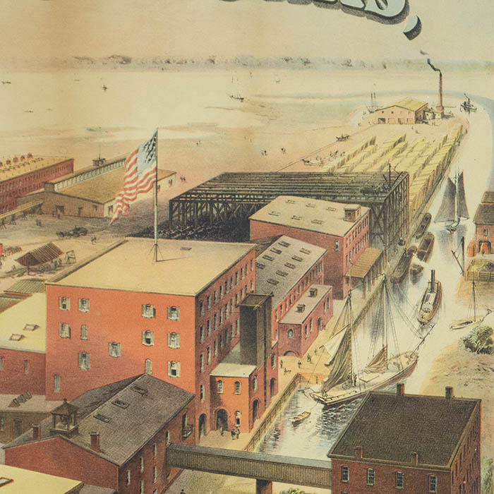 View, Long Island, Glen Cove Starch Works, Chromolithograph, New York ...