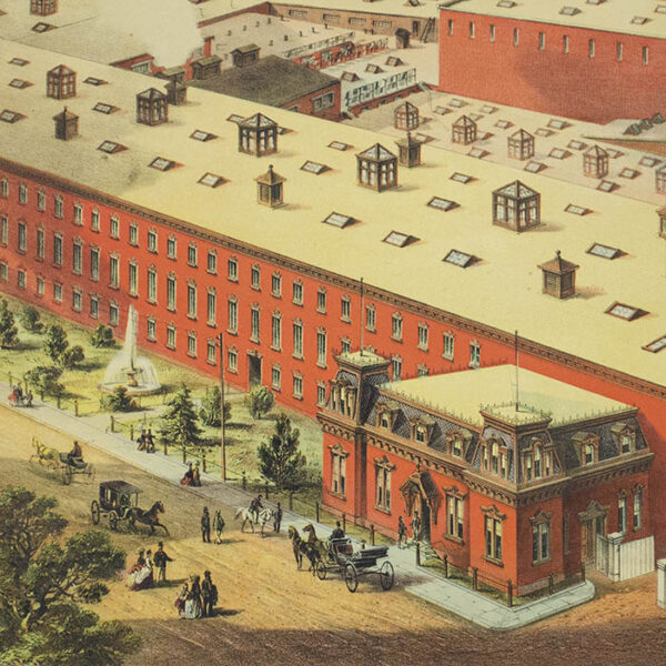 View, Long Island, Glen Cove Starch Works, Chromolithograph, New York ...