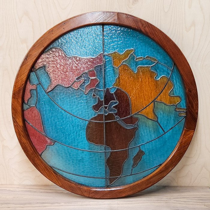 Map, World, Cartographic Curiosity, Stained Glass, Czech, Early 20th C ...