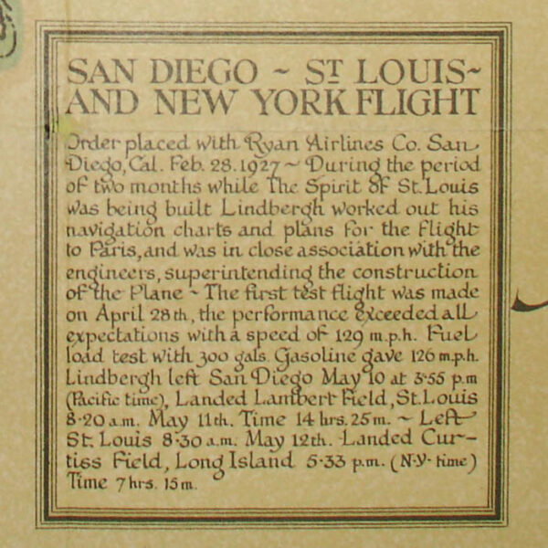Map, Pictorial, Aviation, Ernest Clegg, Lindbergh Transatlantic Flight ...